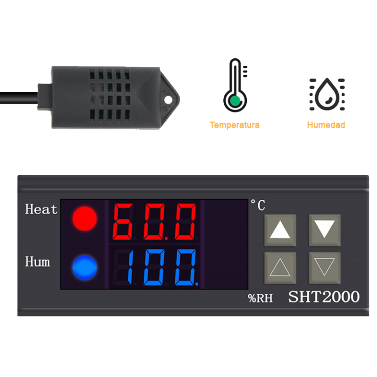 TERMOSTATO SHT2000 CONTROLADOR DE HUMEDAD Y TEMPERATURA - JERS IMPORT