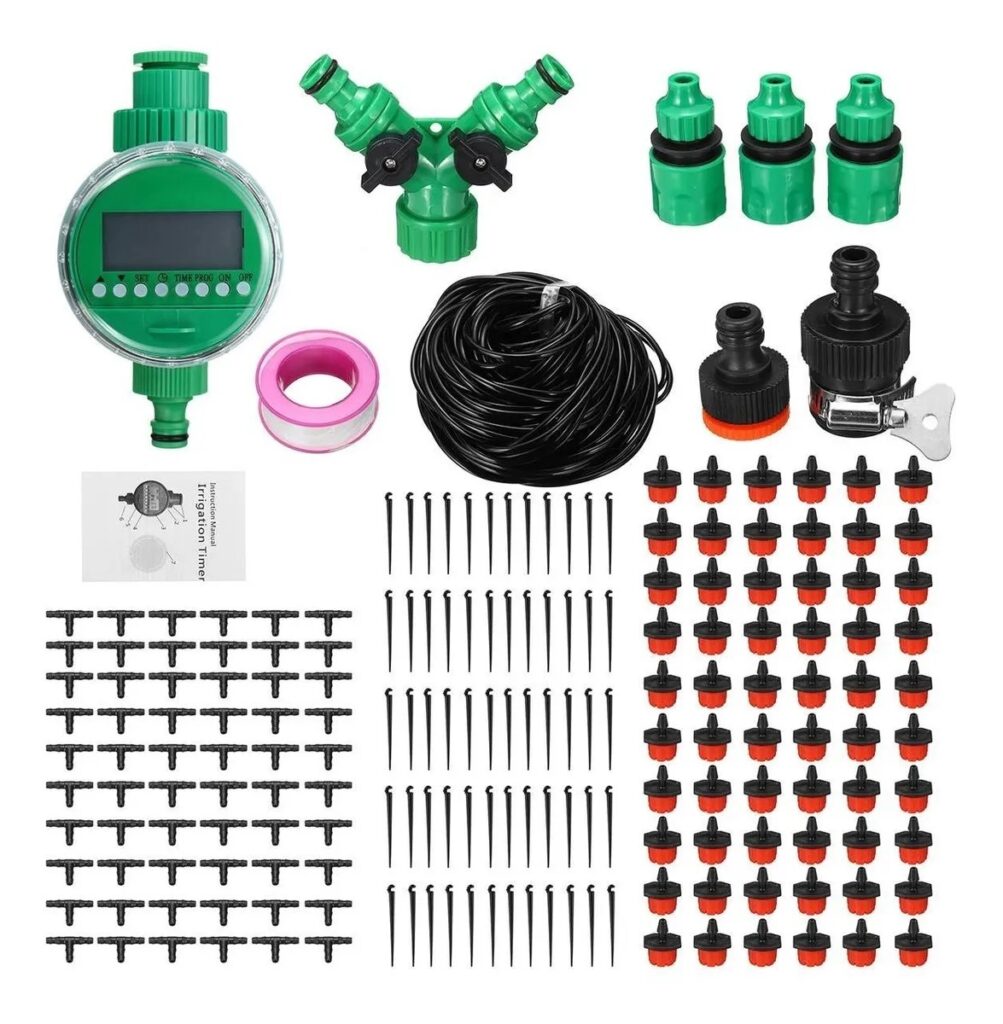 KIT SISTEMA DE RIEGO AUTOMATICO POR GOTEO CON TEMPORIZADOR 50M - JERS ...